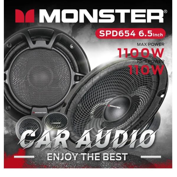 特許技術を駆使したケーブルや高品質なオーディオ機器でしられたMonster Car Audioの16.5cm（6.5インチ）コンポーネント2WAYスピーカー SPD654（セット）です。最大入力（Peak Power）：1100W (1ペア...