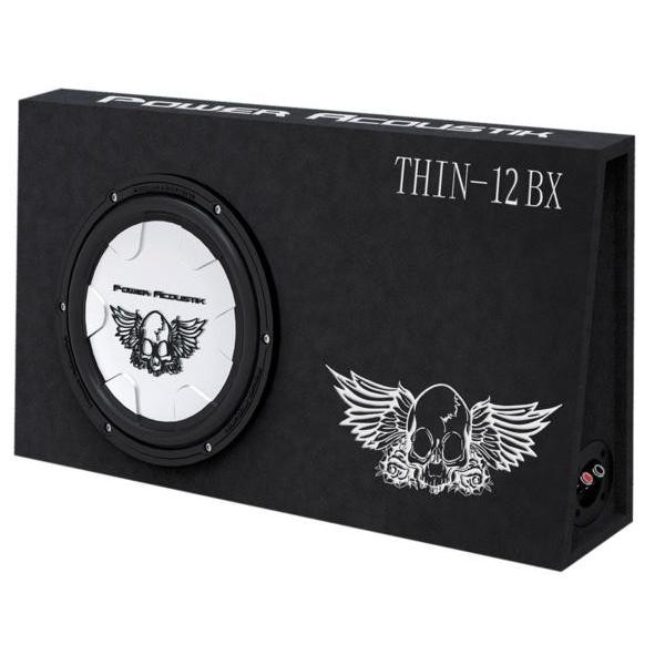 アメリカ人気のPower Acoustik（パワーアコースティック）薄型 30cm (12インチ) サブウーハーBOX THIN-12BXです。   定格入力（Power Handling): 200W, 最大入力：650Ｗ, インピーダン...