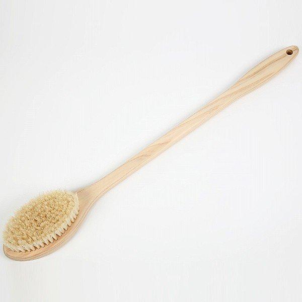 国産天然木ひのき製と豚毛100%使用の高級ロングボディブラシです。長くて軽いからラクラク！身体の大きな方・お年寄りにも最適！届きにくい背中も柄が長いからラクラク！椅子に座ったまま腰を曲げずに足まで届くので体が洗いやすいです。健康な身体づくり...