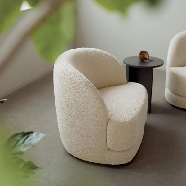 ■特長美しい曲線を意識してデザインされた「bean／ビーン」ソファ。立体感あるブークレ調の生地と、曲線のフォルムが調和をもたらします。特徴的な曲線が視覚的にも心地よさを感じるソファです。モダンなデザインでより洗練された空間を演出します。ゆっ...