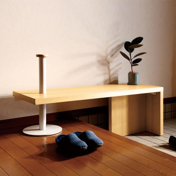 ■サイズW1150×D350×Ｈ740（SH430）mm■規格・上がり框の高さ130〜210ｍｍまで対応可能・高さ調整用の支柱は5mmピッチで高さ調整可能■重量22kg■素材座：MDF（36mm厚）タモ突板貼り塗装支柱：スチール（直径45、...