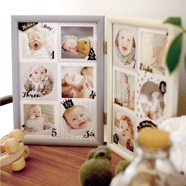 ■特長・初めての１年間を最高に「映える」１年にする・可愛すぎないモノトーンカラーが子ども部屋だけでなくリビングにも・今までになかったインテリア重視のベビーフレーム■サイズ外寸：380W・15D・265H（mm）内寸：168W・247H×2 ...