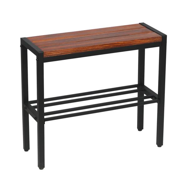 ■特長パイン無垢材×アイアンのノスタルジックな大人のインテリア！玄関まわりにちょうどいい、コンパクトな収納付きベンチ。幅50cm×奥行19cmのコンパクトサイズで、玄関スペースに置いても邪魔になりません。もちろん、棚付きでスリッパや靴の収納...