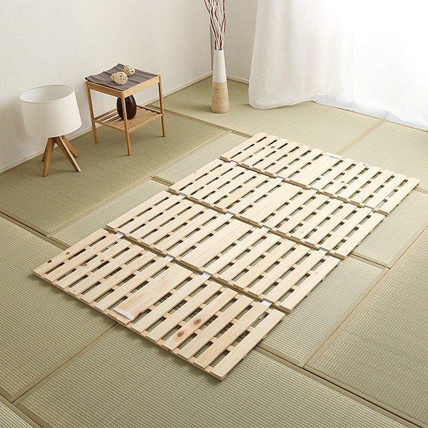 通気性バツグンのすのこベッドです。・国産（愛媛県）の最良の檜材使用・頑丈な耐荷重180kg・通気性がよく、湿気対策に（防ダニ、防カビ）・湿気、結露から布団を守る・低ホルムアルデヒド商品・ひのきによるリラックス効果・折って立てれば布団の部屋干...