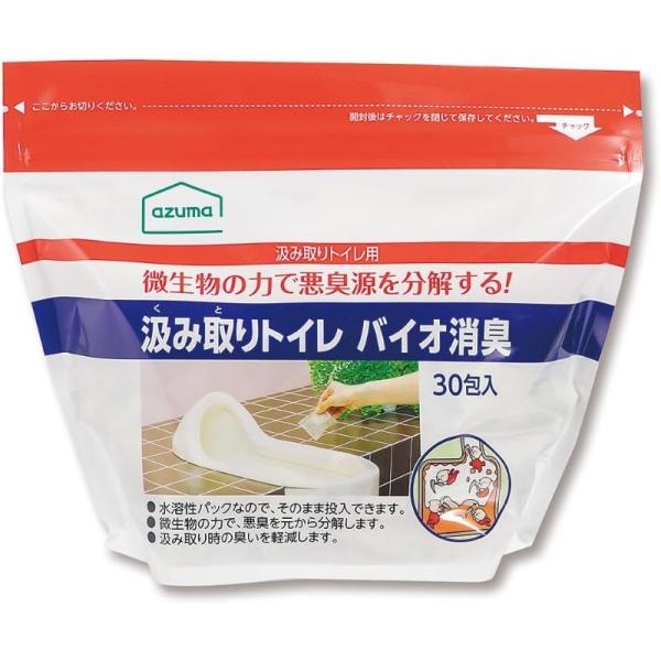 ■特徴汲み取りトイレの悪臭源を微生物の力で強力に分解・除去し、悪臭を防止します。継続使用することにより虫の発生を防止し、汲み取り時の臭いも軽減します。バイオ（微生物）を利用した人畜や作物にも配慮したやさしい消臭剤です。微生物の力で根本から悪...