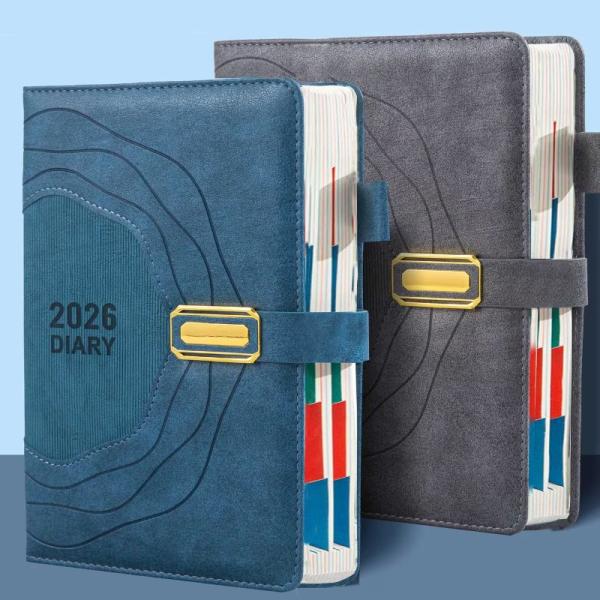 2026年プランブック - 日々の計画、厚手ページ、強化ハードカバー付き - プランナータイムマネジメント - オフィス、大人向け新年や誕生日のギフト、精巧なデザイン、メタルバックルクロージャー