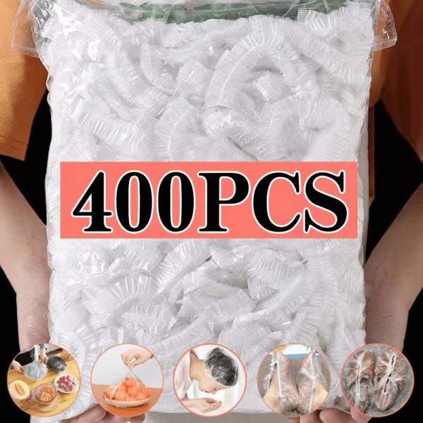 新着 - 400枚 食品グレードPE素材、-40°C耐低温・110°C耐高温。破れにくい便利なラップカバー、防塵カバー、すぐに使える。手軽で簡単、使いやすい人間工学に基づいた伸縮デザイン。家庭のキッチンに必須アイテム、シャワーキャップや靴カ...