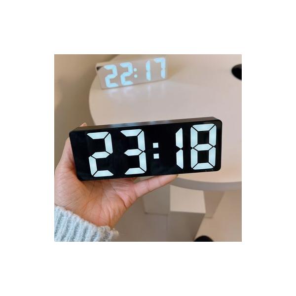 LED目覚まし時計 寝室用 電子卓上時計 温度表示付き 明るさ調節可能 12/24時間表示USB給電、電池給電併用型