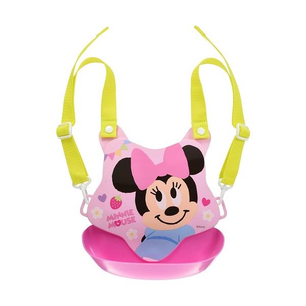 ●首回りに不快感をもたせない、バッククロスタイプのベビーエプロンです。●首周りを嫌がるお子様に最適です。●大好きなミニーと一緒に楽しくお食事タイム！食事用エプロンです。●大きなポケット付きで食べこぼしをキャッチします。●バッククロスタイプで...