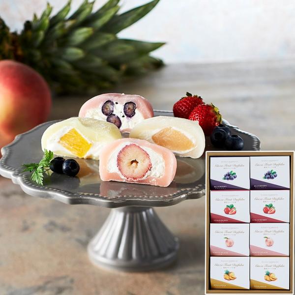 優しい甘みのクリームとふわふわのお餅で、銀座千疋屋自慢の果物を包みました。とろりととろける食感をお楽しみください。【商品内容】銀座フルーツ大福(いちご・白桃・ブルーベリー・パイナップル)×2[メーカー名]パティスリー銀座千疋屋[アレルギー情...