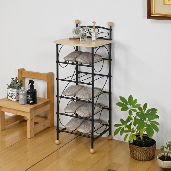 ◆商品説明[メーカー]フクダクラフト[サイズ]幅32.0×奥行28.0×高さ85.5cm[重量]3.5kg[材質]本体：スチール・粉体塗装天板：化粧繊維板木玉：天然木・ラッカー塗装[原産国]中国製[仕様]組立式[カラー]ブラック