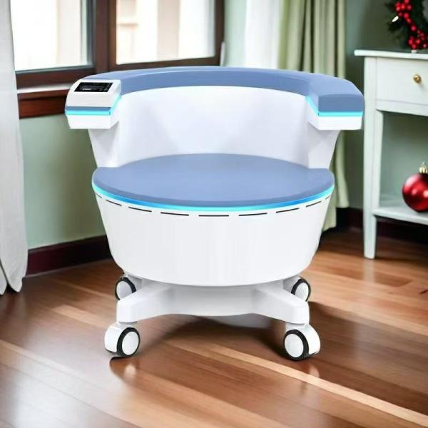 服を着たまま座るだけ！骨盤底筋群を鍛えることができる最新マシンです。筋肉の振動数は30分間に12,000回！