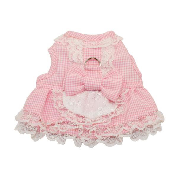 小ぶりなギンガムチェックが上品なうさちゃん用エプロンドレスです。おしゃれにおでかけ♪※リードは付属していません。【サイズ】首まわり：約１３〜１５ｃｍ胴まわり：約２９〜３１ｃｍ【素材】コットン【原産国】フィリピン【販売元】レインボー　大阪府摂...