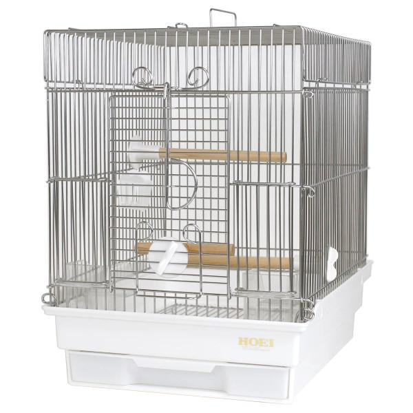 扉が手前に大きく開き、小鳥が出入りしやすい手のりケージです。愛鳥とふれあえるＴ字止まり木、粟穂や青菜などセットできるグリーンホルダー付き。フンキリアミは引き出しと一緒に引き出してお掃除、お手入れできます。引き出しを引き出した際に小鳥が底の隙...