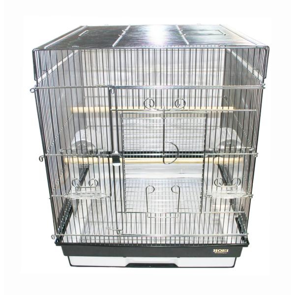 窓が手前に大きく開き、鳥が出入りしやすいケージです。セキセイインコなどの小型インコからオカメインコなどの中型インコ用手のりケージ。ゆったり広々サイズの手のりケージシリーズです。【サイズ】４６５ × ４６５ × ５６５ｍｍ【底色】ブラック【セ...