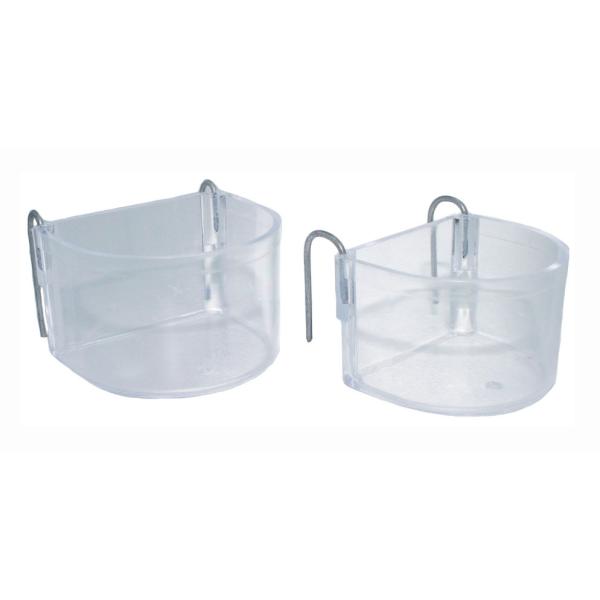 ボレー粉などの小鳥の補助食を入れるの最適な小型餌入れ。フック付なのでカゴの中の好きなところに、取り付けできます。抗菌クリアタイプ大・小２個組【サイズ】大：約４０×４５×３０ｍｍ小：約３５×４０×２７ｍｍ【販売元】コバヤシ　埼玉県加須市