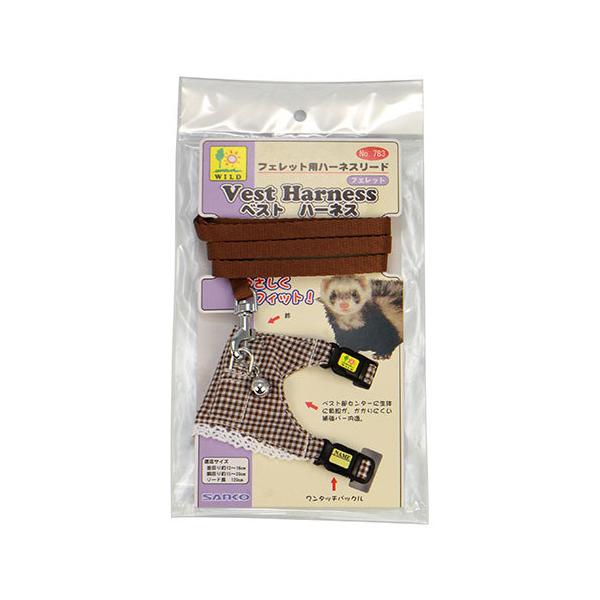 ちょっぴりオシャレなおでかけ着。苦しくないのがうれしいネ♪フェレットベストハーネスは、フェレットの体に優しく フィットするよう、ハーネス本体をベスト風の形状にし、装着を簡単にしました。※生地の色・柄はロットによって予告なく変わる場合がありま...