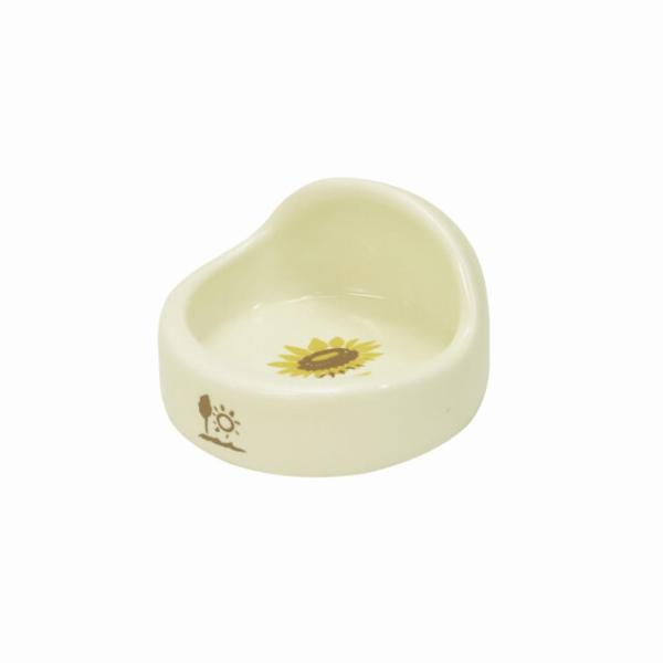 フード付きで飛び散りにくい浅型で食べやすい陶器製食器。フード部分が広く開いて食べやすい。【サイズ】約68×68×38mm※陶器のため、誤差が生じます。【材質】陶器【原産国】中国【販売元】三晃商会