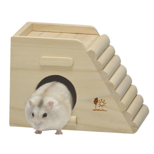 【商品説明】 低刺激で人にもハムスターにも優しい 広葉樹(ポプラ)材を使用したハウス。 床面が無いので床材の上に置いて、 オシッコで汚され難い構造です。【サイズ】 約 Ｗ155×Ｄ100×Ｈ110(mm)【販売元】三晃商会　大阪府箕面市涼感...