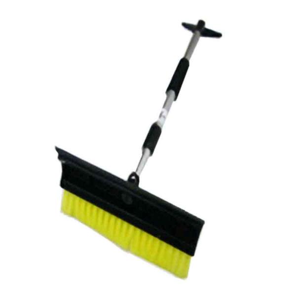 伸縮式スノーブラシ。自動車の上に積った雪やウインドーの霜取りに便利です。雪国の車に必携！サイズ：約73〜122cm×26.5cm重　量：約415g材　質：ハンドル：アルミ　ブラシ：ポリプロピレン　樹脂部：ABS樹脂、EVA樹脂入　数：1本