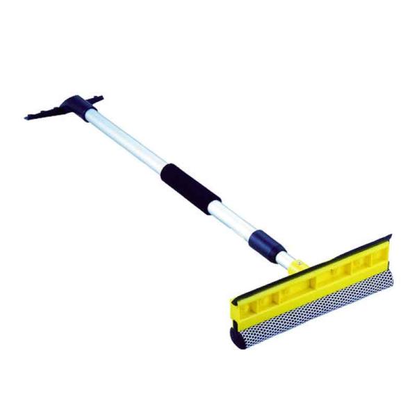 伸縮式スノーブラシ。冬場の車の雪除けに便利です。ハンドルは軽くて丈夫なアルミ製です。雪国の車に必携！サイズ：約72〜120cm×25.5cm重　量：約340g材　質：ハンドル：アルミ　スポンジ：ポリウレタンフォーム、ポリエステル　樹脂部：A...
