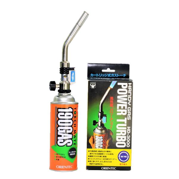 作業用途に合わせ簡単に炎を変えられる微調節ニードル採用。ジェットスクリュー式の強力バーナー。風に強く、360度どんな方向に向けても安定した炎。品　番：HD-3000サイズ：W105×D70×H200mm生産国：日本入　数：1個ガスバーナー、...