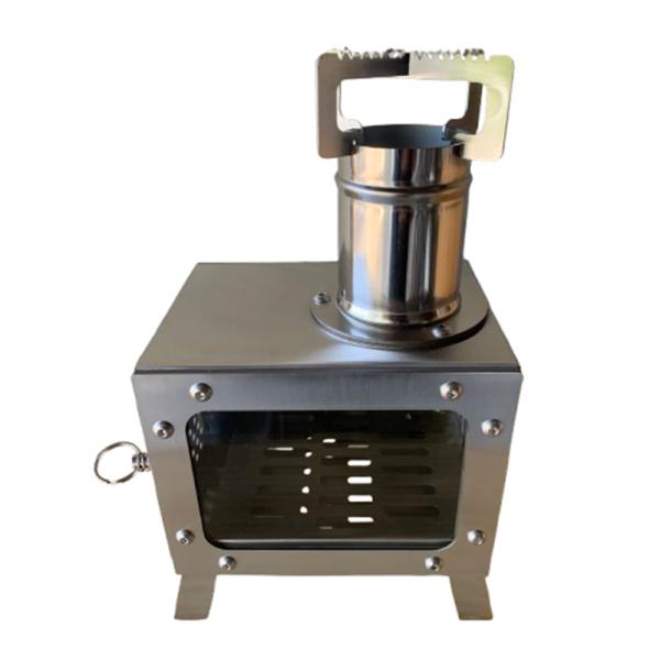 ステンレス製だからサビに強い薪ストーブ！サイズ：使用時：約19×13×30cm　収納時：約19×13×17cm重　量：約1.5kg材　質：ステンレス入　数：1台※鉄板、薪などは付属しておりません。