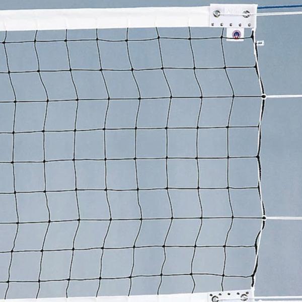 サイドベルト（2本1組）付き。ネット：リサイクルシステムから生まれた再生ポリエステル繊維100％使用。白帯：白さを長く保つ「KEEP WHITE」加工を採用。上部の白帯はレーシングタイプ。国際バレーボール連盟規格に対応した上下白帯付きのバレ...