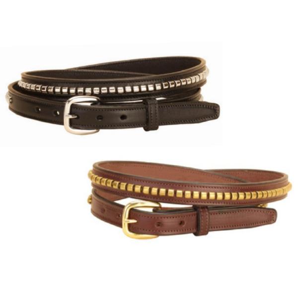 アメリカ製のレザーベルト。存在感のあるベルトは全体のシルエットが引き締まります。見た目は豪華ですが品があり、派手になりすぎず、程よいおしゃれ感が出せます。競技会にもお薦めです。男女兼用ベルト幅約2.4cmベルト穴5つ有26インチから38イン...