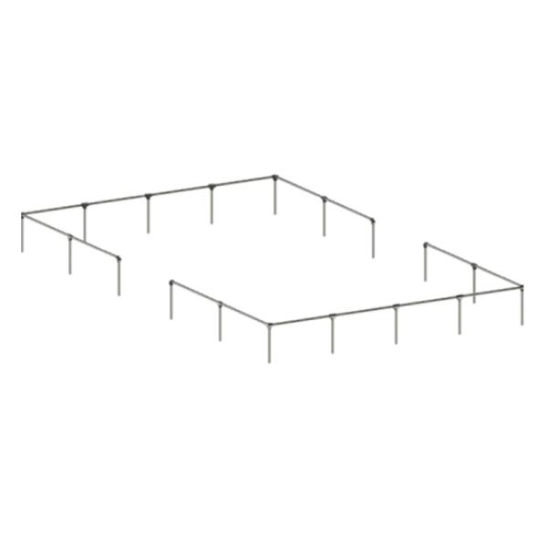 安全柵 大型2連ブランコ用 前後コの字フレキシブルに対応できるASANOの安全柵シリーズ。アイデア次第で人が集う空間を様々な表情に彩ります。使い方が違うからこそ、もっと丈夫で安全であることが求められます。使用パイプ径42.7＝32A