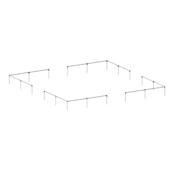 安全柵 中型4連ブランコ用 四角L字フレキシブルに対応できるASANOの安全柵シリーズ。アイデア次第で人が集う空間を様々な表情に彩ります。使い方が違うからこそ、もっと丈夫で安全であることが求められます。使用パイプ径42.7＝32A