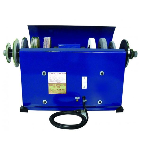 あらゆる彫刻刀、彫刻ノミから氷ノミまで幅広く使用できます。刃こぼれの研磨から荒とぎ、超仕上げまで手とぎの数倍の速さで仕上ります。彫刻刀、ノミの裏とぎ、三角刃、スクイ刃の裏とぎ、平刃、印刀、小刀の裏押えまでできます。砥石、バフの交換がナットを...