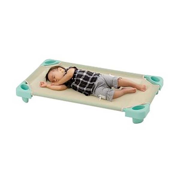 通気性の良いメッシュ素材の簡易おひるね用ベッド。重ねて片づけられます。品　番：900953サイズ：133.6×59.8×12.3cm重　量：約3.8kg耐荷重：40kg材　質：フレーム：ポリプロピレン・スチール、ベッドシート：ポリエステルP...