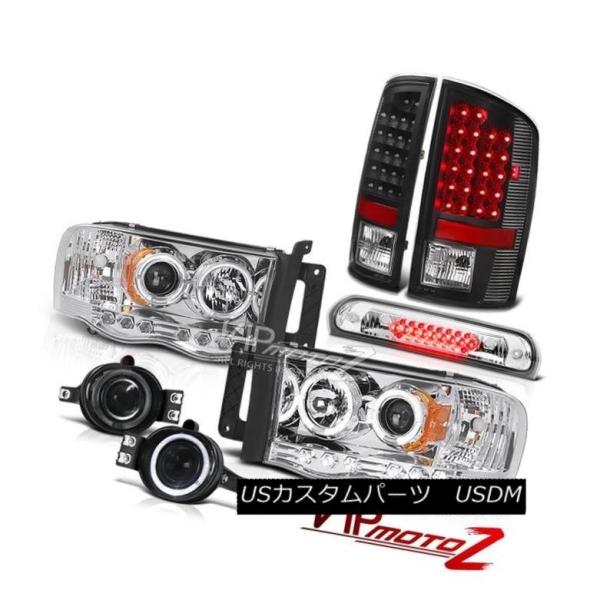 ヘッドライト 02-05 Ram Twin Halo LED Headlamps L.E.D Rear Tail Lights Fog High Brake Cargo 02-05ラムツインハローLEDヘッドライトL.E.Dリアテールライト...