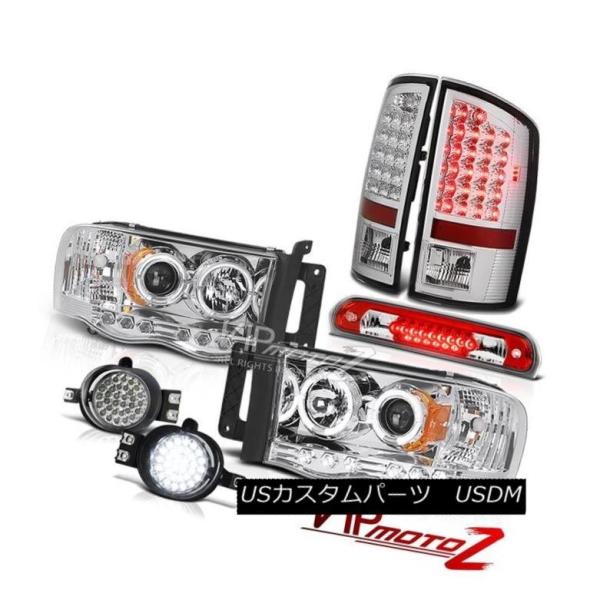 ヘッドライト 2002-2005 Dodge Ram Twin Halo LED Headlamps Bulb Tail Lights Trim Fog Roof Red 2002-2005ダッジラムツインハローLEDヘッドライトバルブテー...