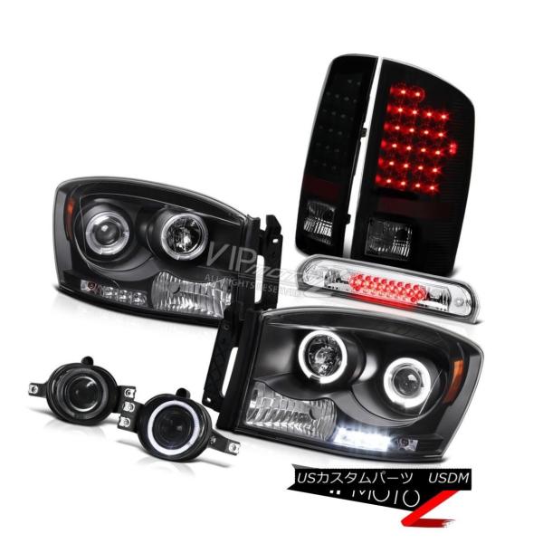 ヘッドライト Twin Halo LED Headlamps Smoke Brake Lamps Glass Fog Chrome 3rd 2006 Dodge Ram ツインハローLEDヘッドランプスモークブレーキランプグラスフォグクロム...