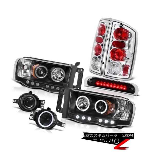 ヘッドライト Twin Halo LED Headlamps Reverse Brake Lamps Glass Fog Third 02-05 Dodge Ram ツインHalo LEDヘッドランプリバースブレーキランプGlass Fog...