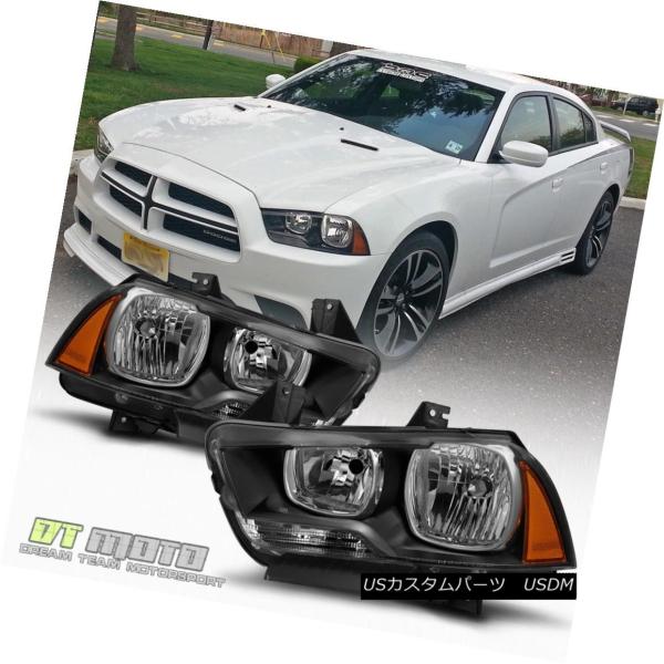 ヘッドライト Blk 2011-2014 Dodge Charger Halogen Headlights Headlamps Replacement Left+Right Blk 2011-2014ダッジチャージャーハロゲンヘッドライトヘ...