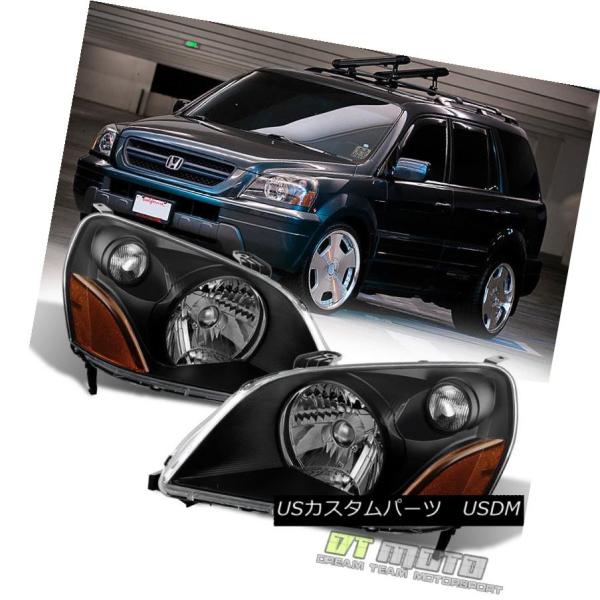 ヘッドライト For Blk 2003-2005 Honda Pilot Replacement Headlights Headlamps 03-05 Left+Right Blk 2003-2005 Hondaパイロット交換ヘッドライトヘ...