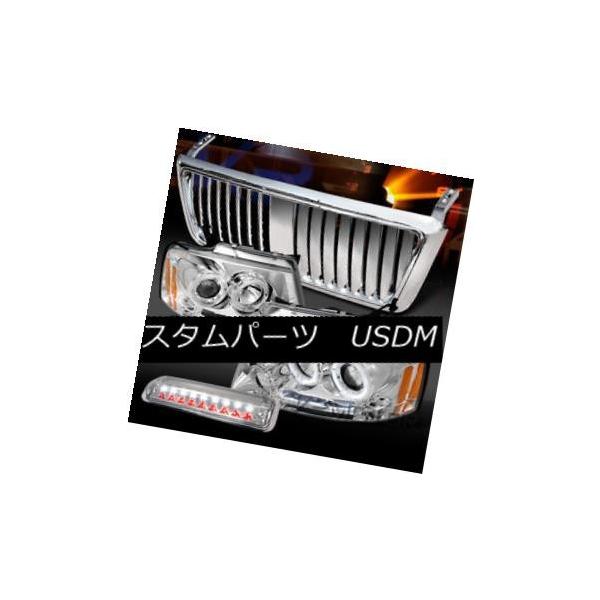 ヘッドライト 04-08 F150 Chrome Halo Projector Headlights+Grille+LED 3rd Brake Lamp 04-08 F150クロームハロープロジェクターヘッドライト+グリル  lle + L...