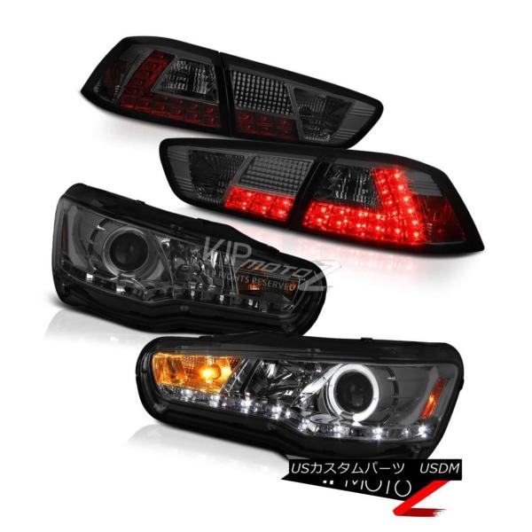 テールライト 08-14 Lancer Evolution X [D2S] Headlights {Phantom Smoke} LED Tail Brake Lights 08-14ランサーエボリューションX [D2S]ヘッドライト{ファ...