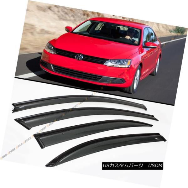 エアロパーツ FOR 2011-17 VW MK6 JETTA SEDAN SMOKE WINDOW VISOR DEFELCTOR W/ BLK TRIM &amp;amp; CLIPS 2011-17 VW MK6 JETTA SEDA...