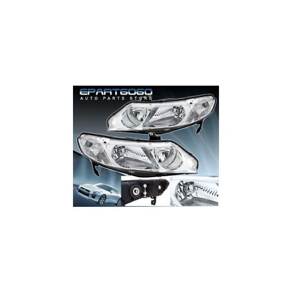 USコーナーライト 06-2011 CIVIC FA/FD 4DR CHROME HOUSING CLEAR REFLECTOR CRYSTAL HEADLIGHTS PAIR 06-2011シビックFA / FD 4DRクロム住宅クリアリ...