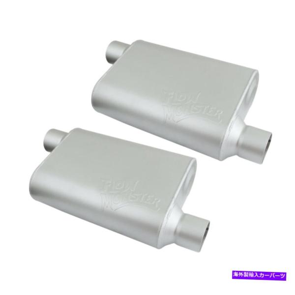 マフラー Flowmonster Street Offroad 40シリーズMuffler Aluminized3 "オフセットオフセットペア FLOWMONSTER STREET OFFROAD 40 SERIES MUFFLER ALU...
