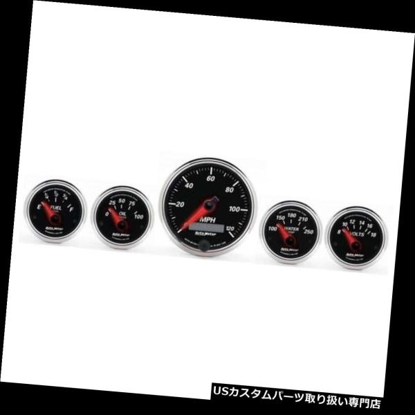 USタコメーター オートメーター1201デザイナーブラックII 5ピース電気ゲージキット  Auto Meter 1201 Designer Black II 5 Piece Electric Gauge Kit