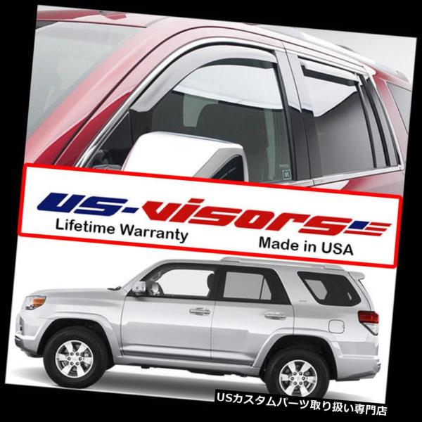 USベントバイザー、ドアバイザー US-Visorsウィンドウベントバイザーガードインチャネル4pcフィット2010-2019年トヨタ4ランナー  US-Visors Window Vent Visors Guards In-Channel...