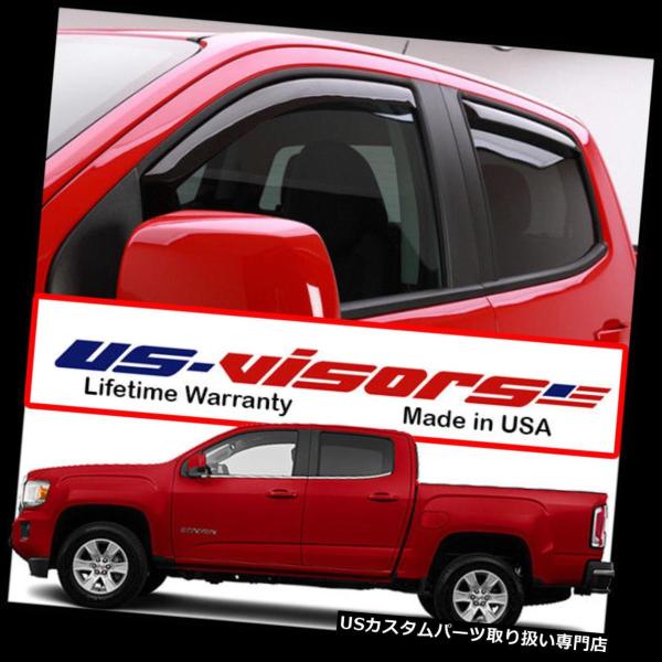 USベントバイザー、ドアバイザー US-Visors 2015-2019 GMCキャニオンクルーキャブウィンドウベントバイザーインチャネル4ピース  US-Visors 2015-2019 GMC Canyon Crew Cab Windo...