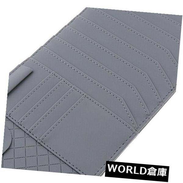 USサンバイザー PUレザーグレーCDフォルダサンバイザーDVDディスクバッグカーアクセサリー  PU Leather Gray CD Folder Sun Visor DVD Disk Bag Car Accessories
