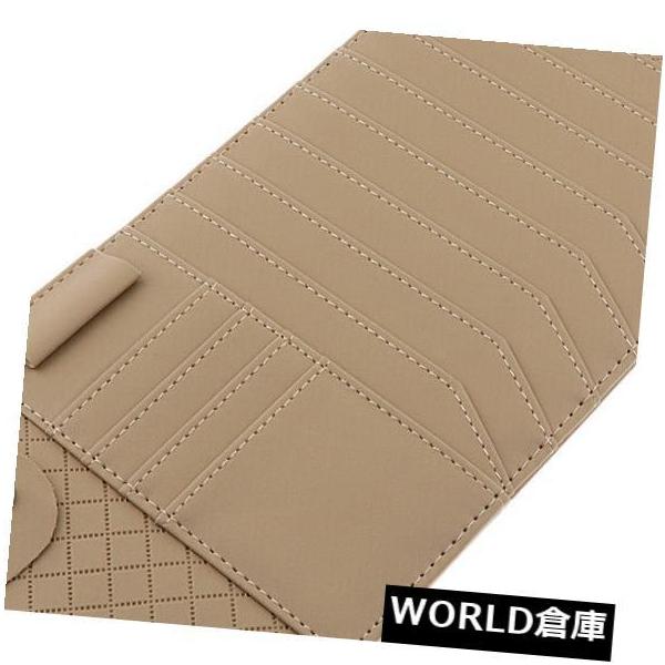 USサンバイザー PUレザーベージュCDフォルダサンバイザーDVDディスクバッグカーアクセサリー  PU Leather Beige CD Folder Sun Visor DVD Disk Bag Car Accessories