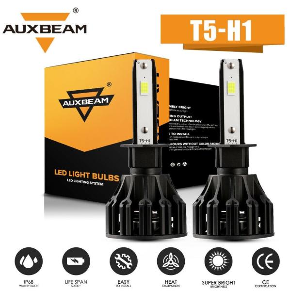 AUXBEAM H1 60W 6000LM LEDヘッドライトキットハイまたはロービームバルブキセノン6000K AUXBEAM H1 60W 6000LM LED Headlight Kit High or Low Beam Bulb X...